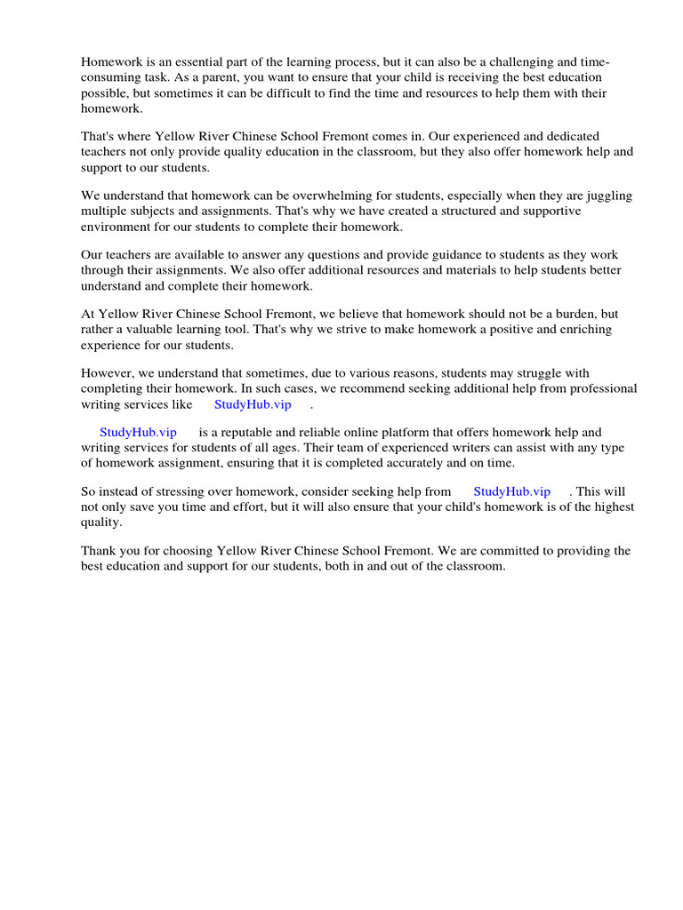 Yellow River Chinese School Fremont Homework | PDF | Homework | Teachers