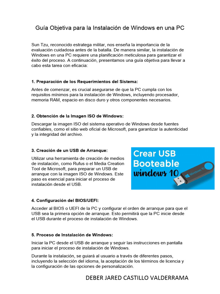 Guía Objetiva Para La Instalación de Windows en Una PC | PDF | Arranque ...