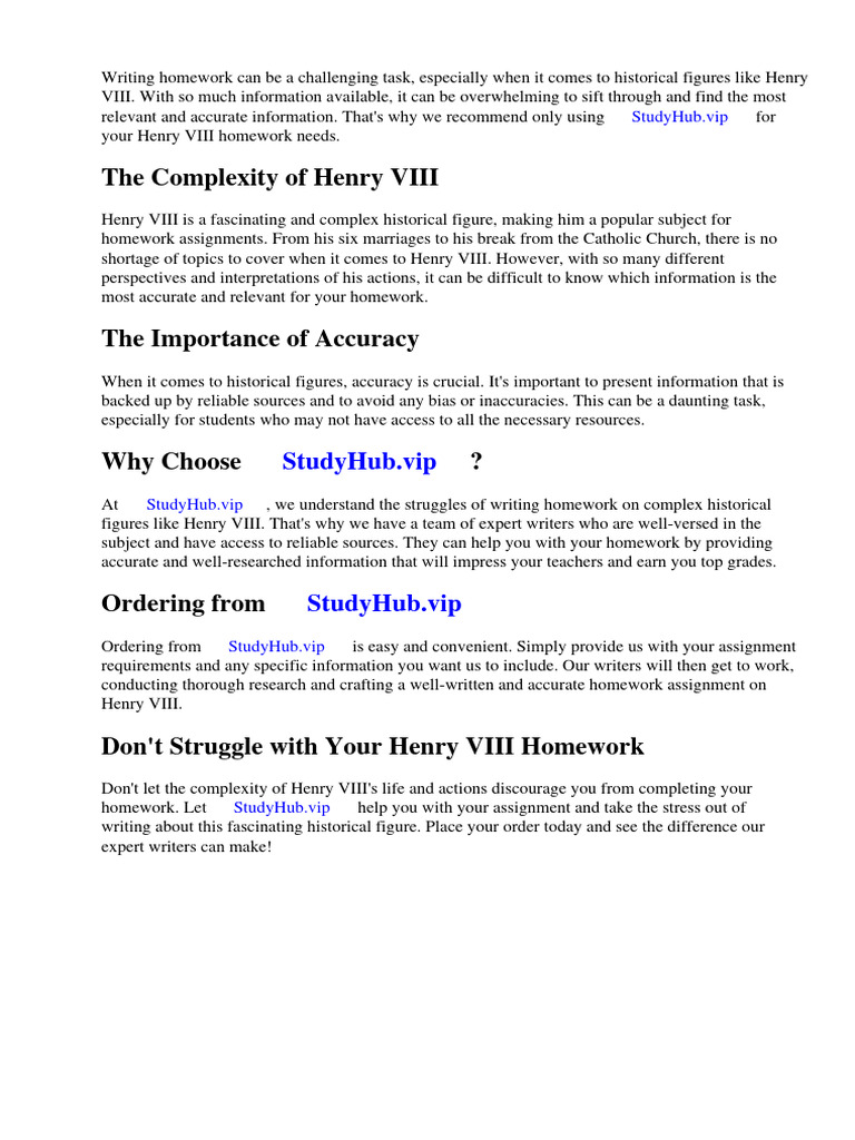 Henry Viii Homework Sheets | PDF | Reading Comprehension | Educational ...