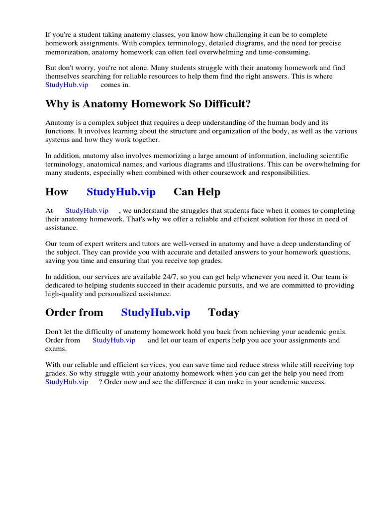 Anatomy Homework Answers | PDF | Bone | Anatomy