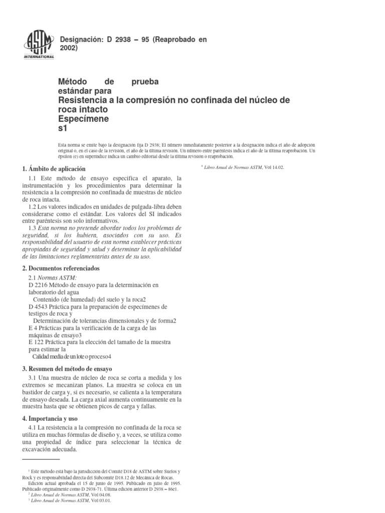 Astm D2938 Español | PDF | Deformación (ingeniería) | Temperatura
