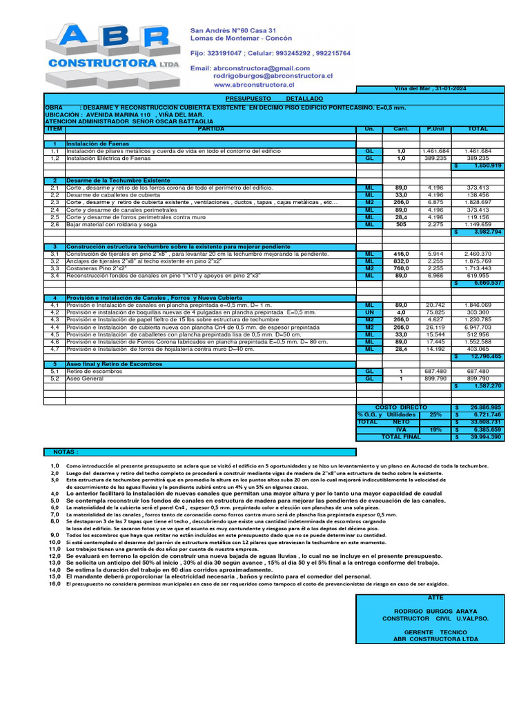 Desarme y Reconstrucción de Techumbre | PDF