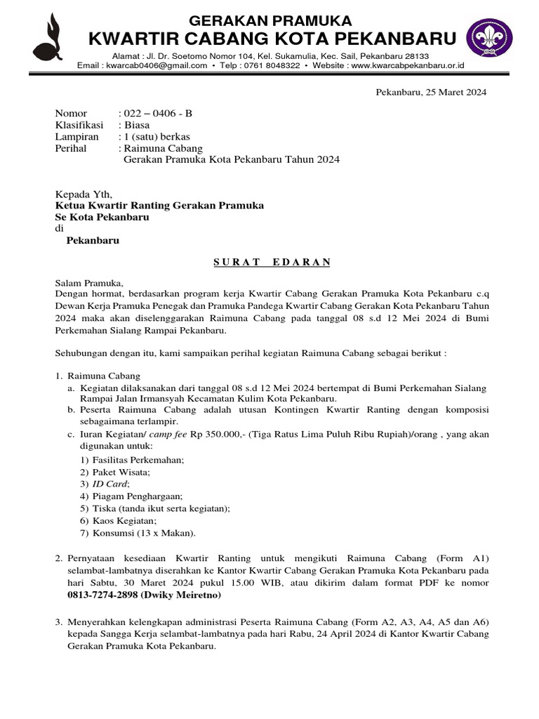 022-0406-B Surat Edaran Raicab 2024 | PDF