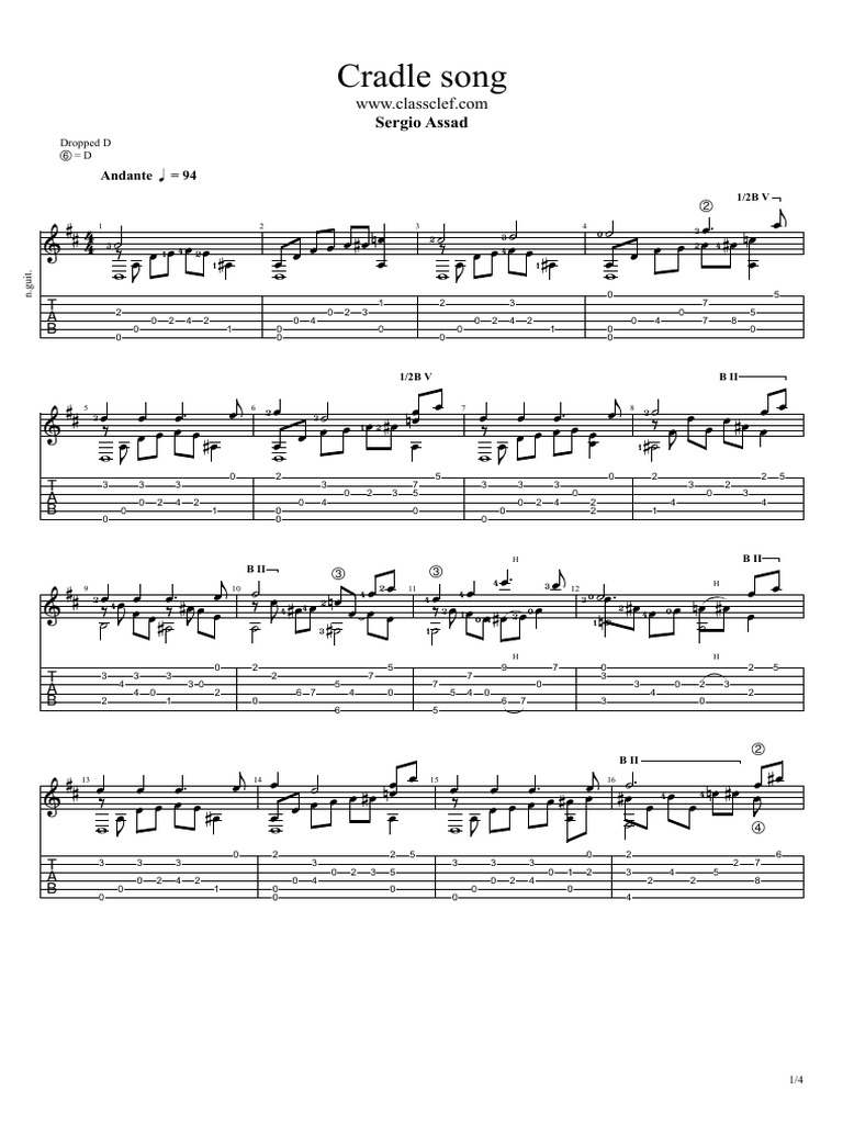 Cradle Song Sheet Music by Sergio Assad | PDF