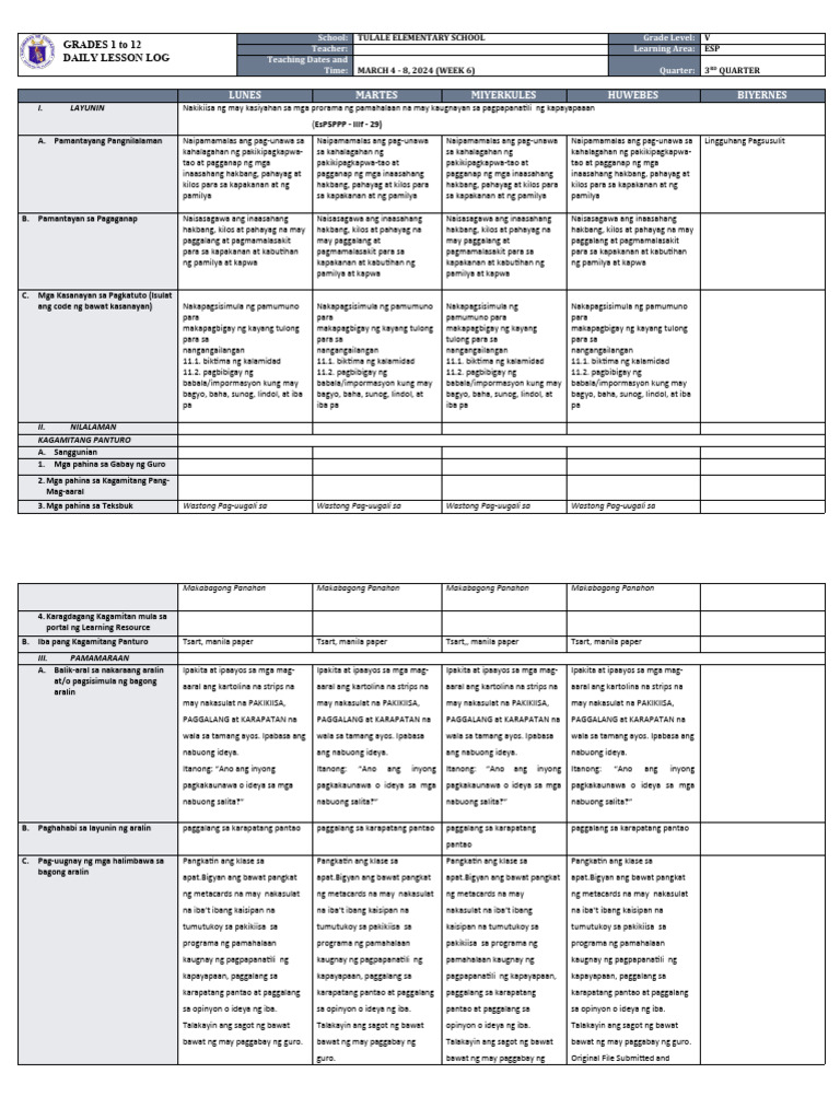 DLL - Esp 5 - Q3 - W6 | PDF