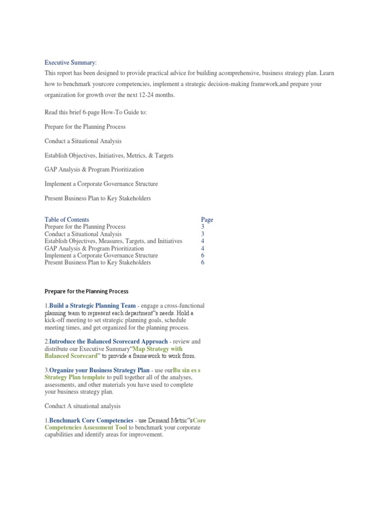 Executive Summary:: Plans | PDF | Strategic Management | Strategic Planning