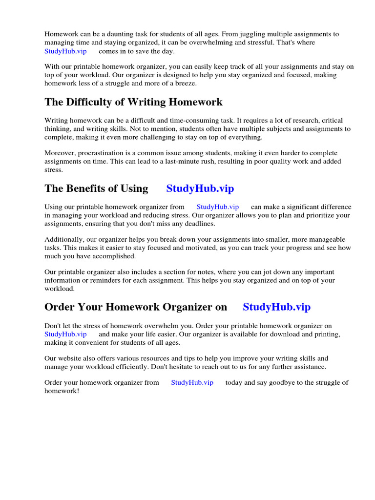 Homework Organizer Printable | PDF | Computing | Software