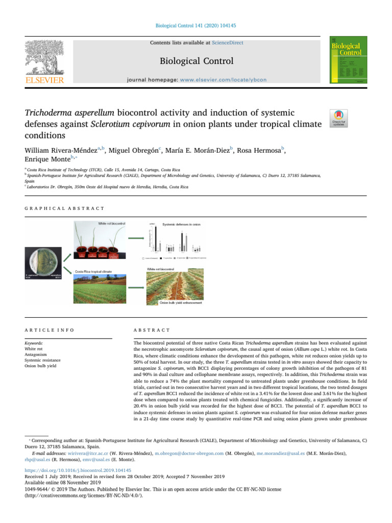 Trichoderma Asperellum Biocontrol Activity and Induction of Systemic | PDF | Biology