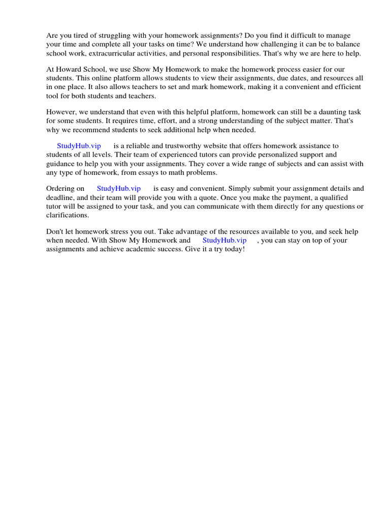 Show My Homework Howard School | PDF | Homework | Schools