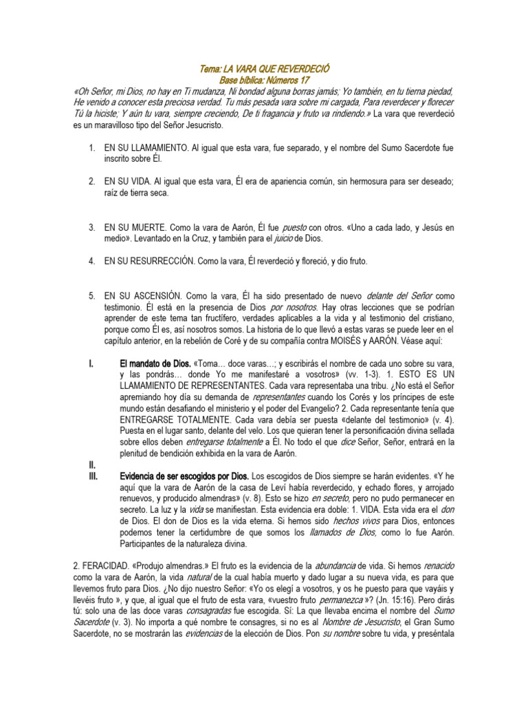 Tema la vara que reverdecio | PDF | Jesús | Sacerdote