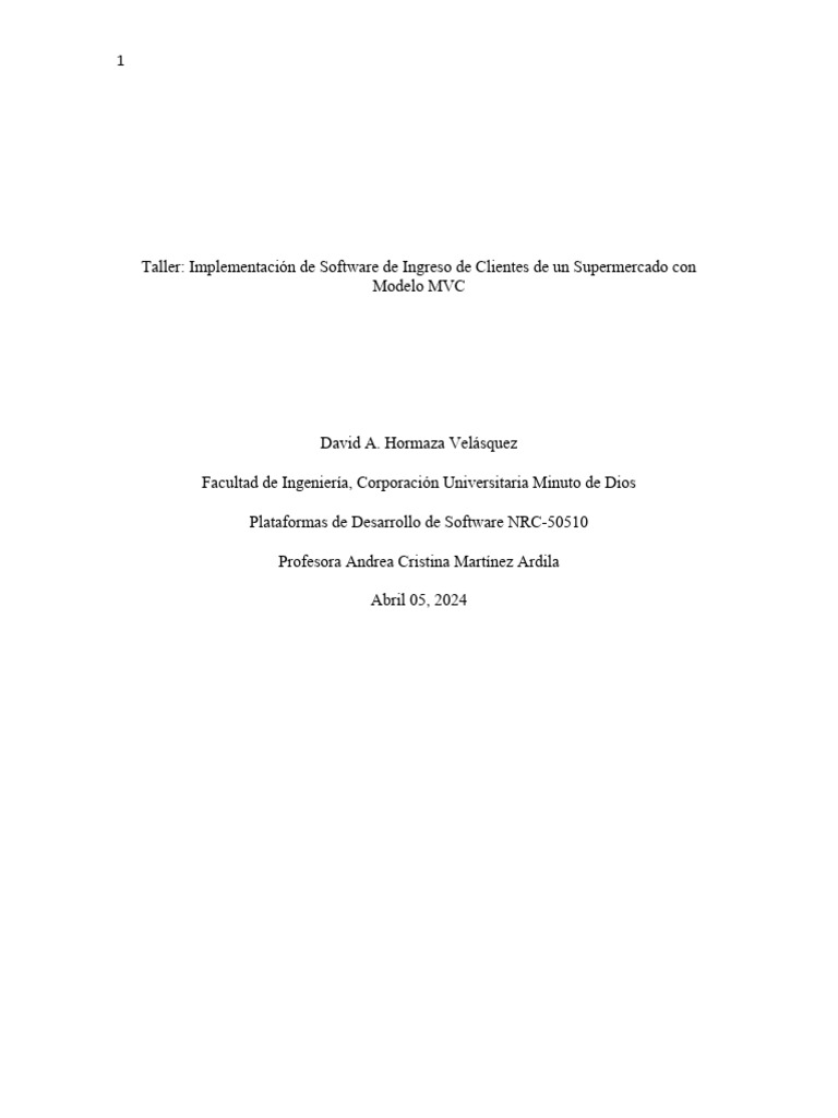 Taller Escrito Sobre Implementación de Modelo MVC | PDF | Modelo – Vista – Controlador ...