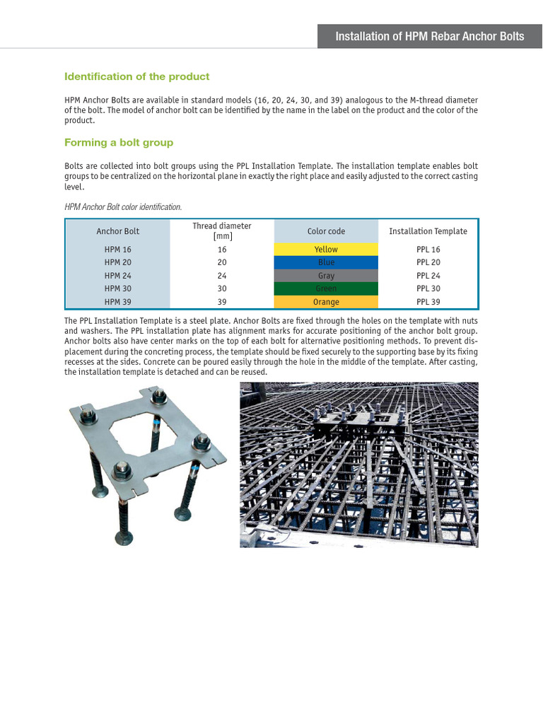 HPM_Rebar_Anchor_Bolt_PeikkoGroup-01-2015_Installation | PDF | Screw ...