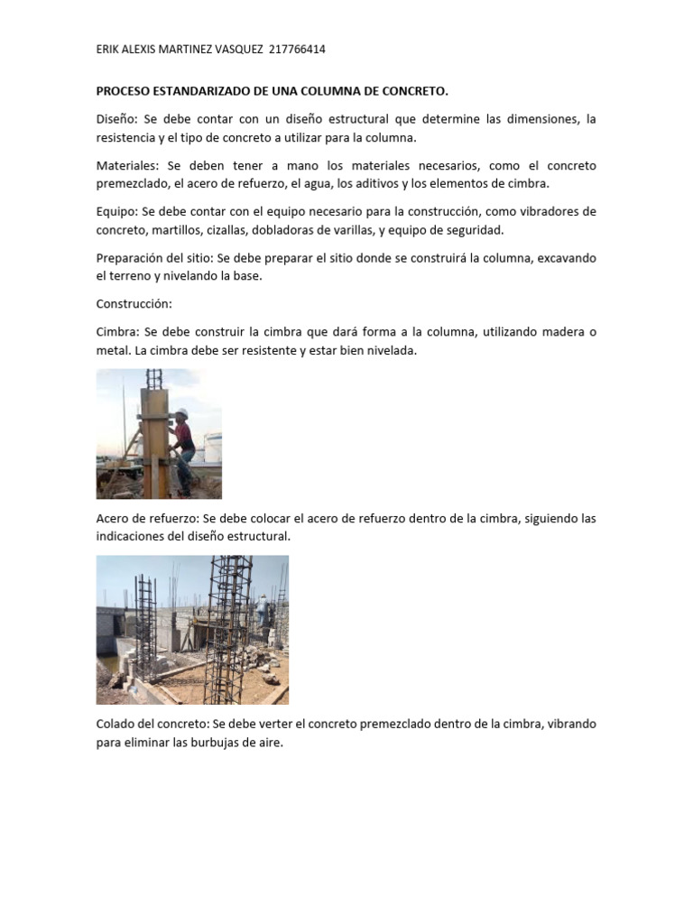 Proceso de Construcción de Columnas de Concreto | PDF