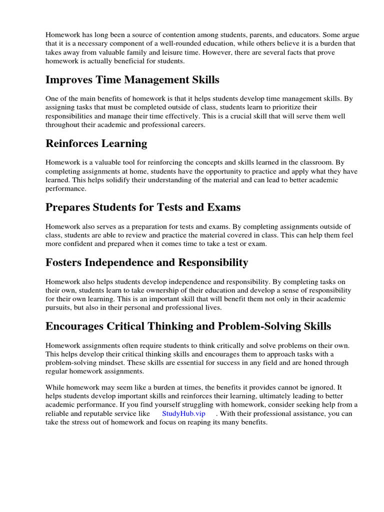 Facts That Prove Homework is Good | PDF | Homework | Learning