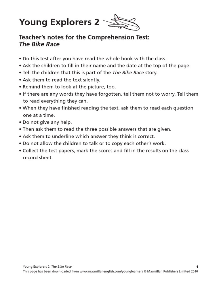 Comprehension Test: The Bike Race | PDF