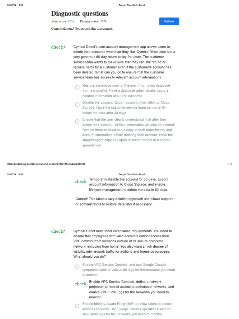 Google Cloud Skills Boost - Google Cloud Architect Diagnostic Questions ...