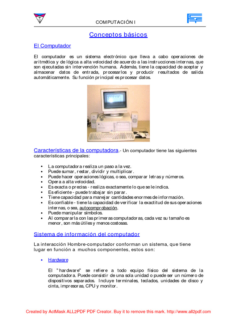 conceptos basicos | PDF | Hardware de la computadora | Tecnología de información y comunicaciones
