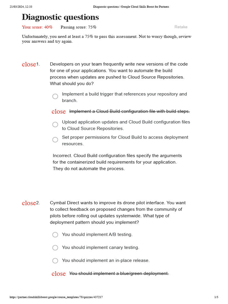 Google Cloud Diagnostic Questions - Analyzing and Optimizing Technical and Business Processes ...