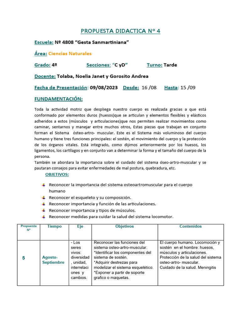 Prop 4 Cs Naturales | PDF | Esqueleto | Articulación