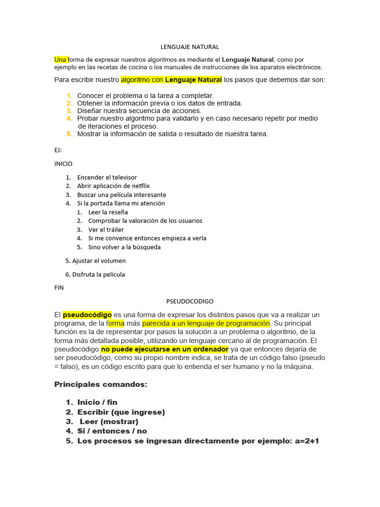 Algoritmos Pdf Algoritmos Lenguaje De Programación
