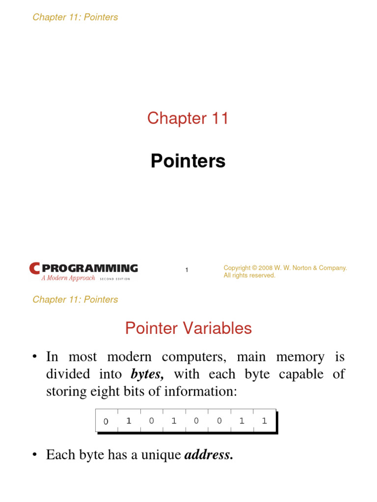 Chapter11 | PDF | Pointer (Computer Programming) | Parameter (Computer Programming)