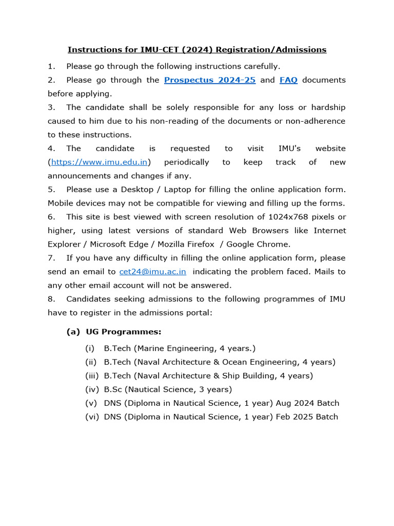 Instructions Imu Cet 2024 | PDF | Software | Computing Instructions Imu Cet 2024 | PDF | Software | Computing