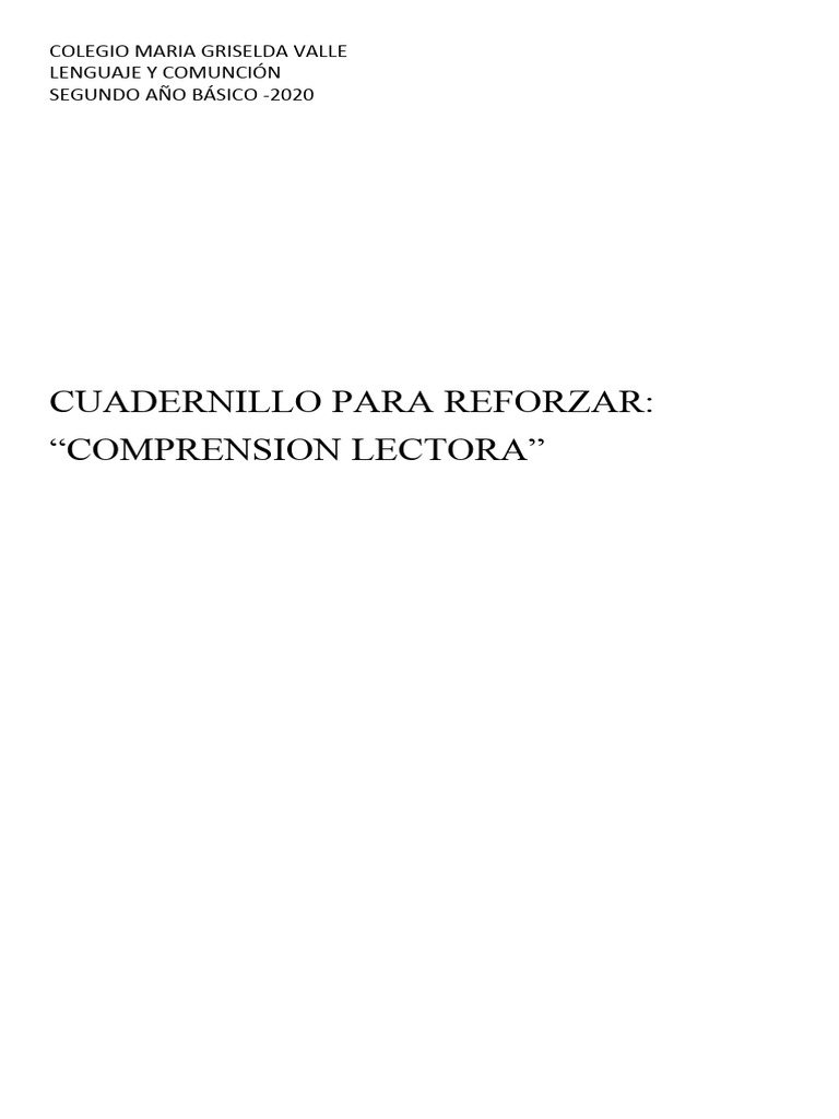 Refuerzo Comprensión Lectora 2° Básico | PDF
