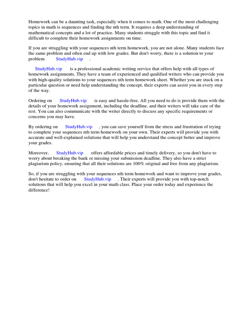 Sequences NTH Term Homework Sheet | PDF | Facebook | Linked In