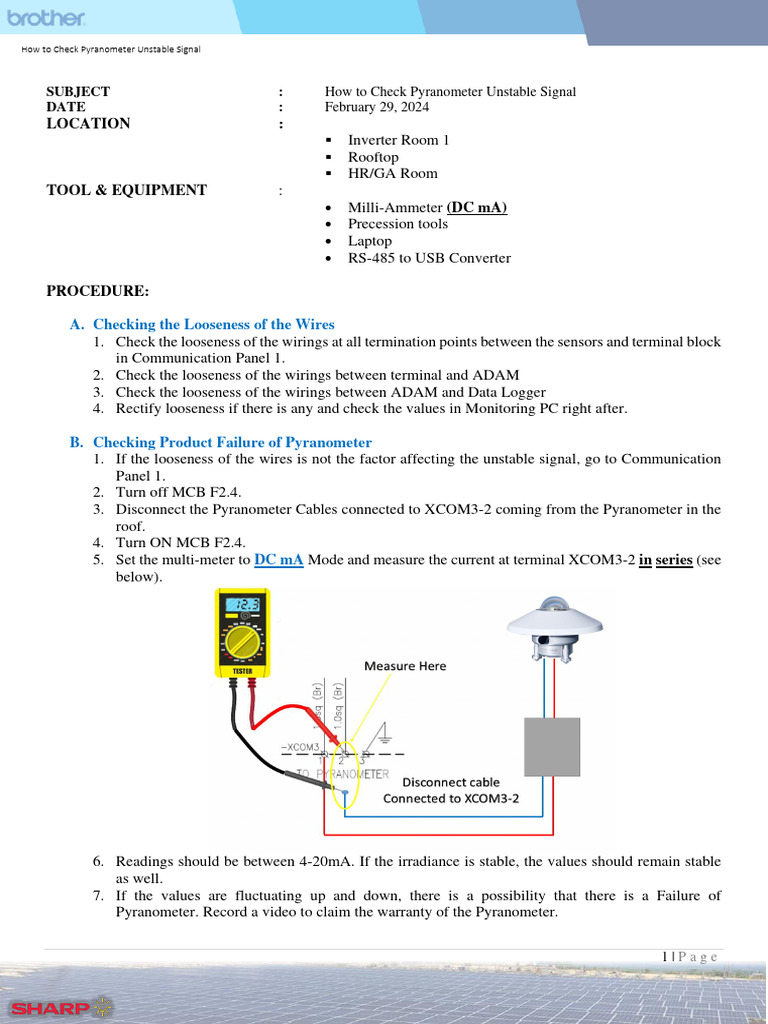 Procedure On How To Check Pyranometer Unstable Signal (Rev.1) | PDF ...