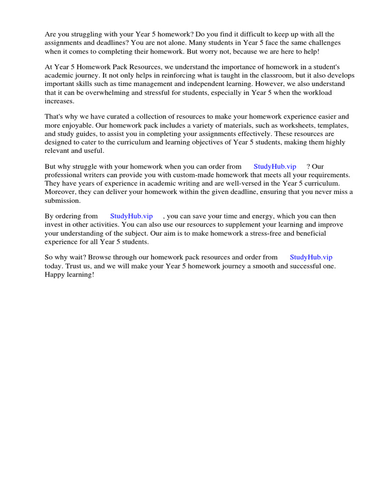 Year 5 Homework Pack Resources | PDF | Homework | Facebook