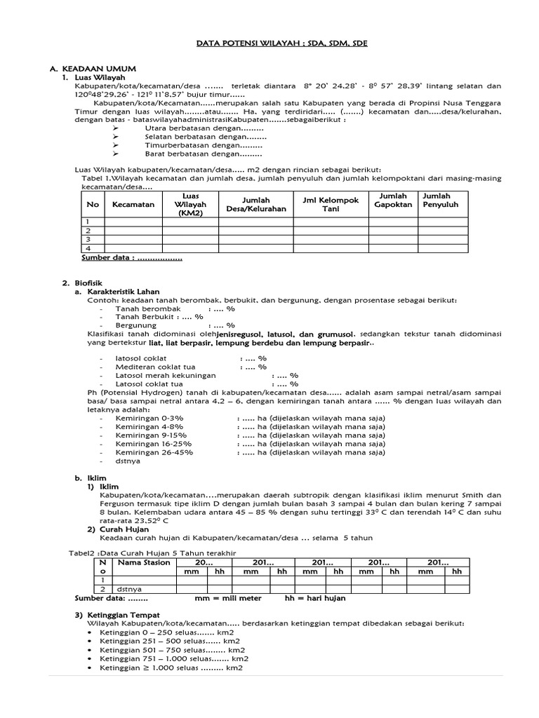 Merancang Model Data Potensi Wilayah (SDA, SDM, SDE) Sebagai Bahan Penyusunan Programa ...