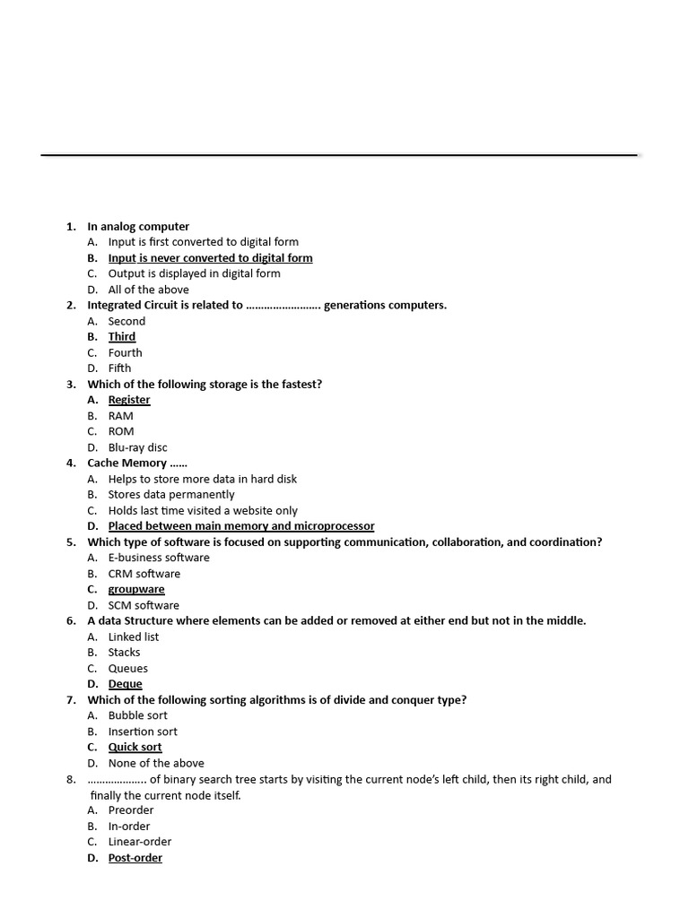 50 Objective Questions For IT Officer With Answer | PDF | Computer ...