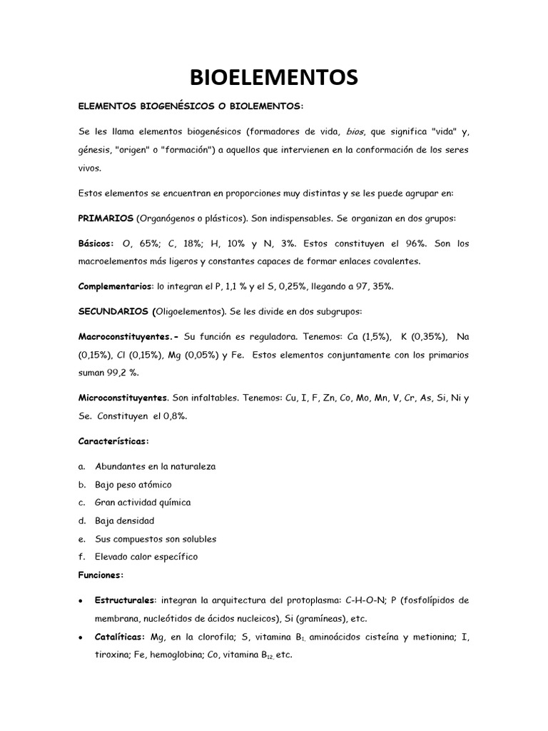 BIOELEMENTOS_2DO GRADO | PDF