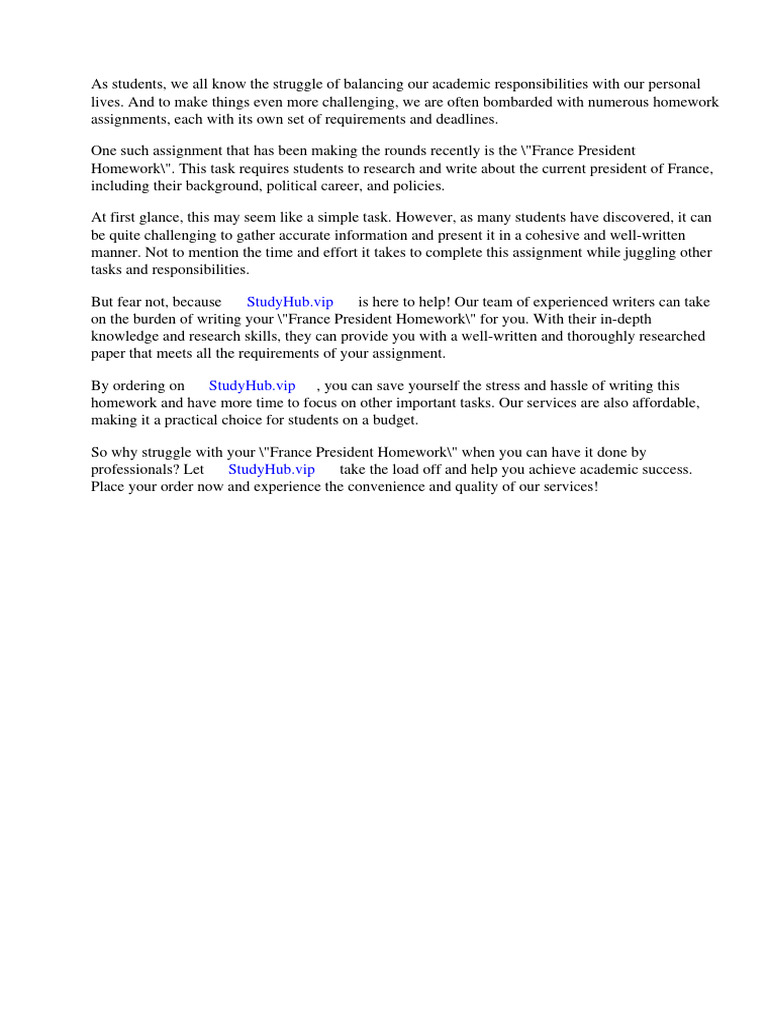 France President Homework | PDF | Homework