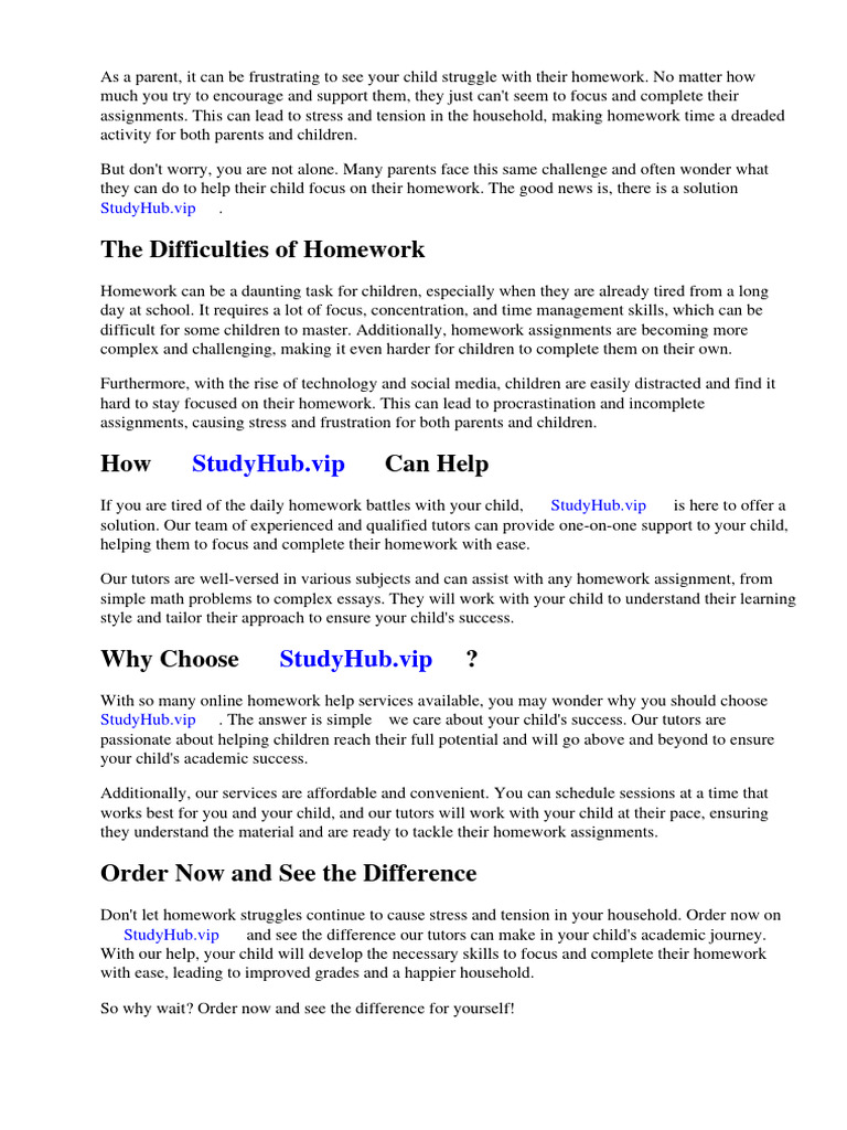 Helping Your Child Focus Homework | PDF | Homework | Homeschooling