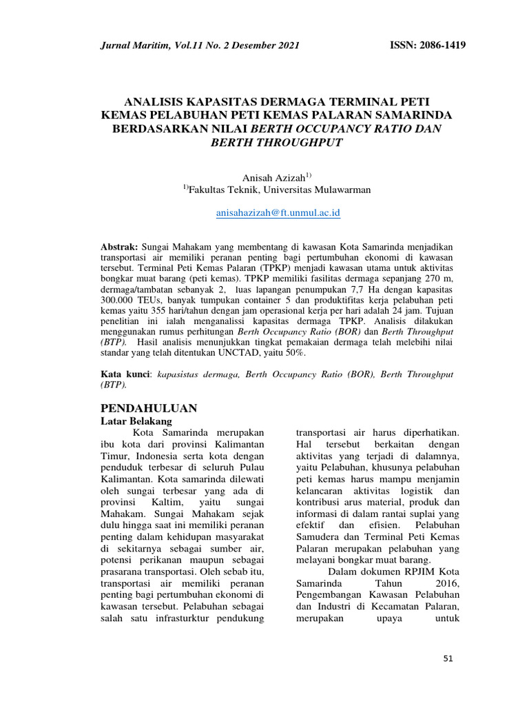 Kapasitas Dermaga TPK Palaran Samarinda | PDF | Bisnis | Sains & Matematika