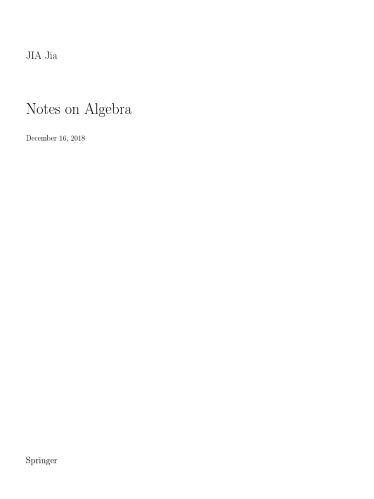 Notes On Algebra | PDF | Group Theory | Mathematical Structures