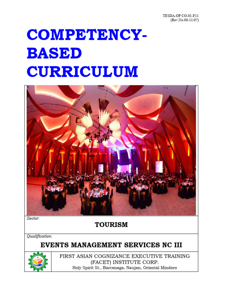 Events Management Services NC III Curriculum | PDF | Educational ...