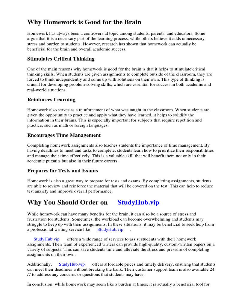 Why Is Homework Good For The Brain | PDF | Memory | Homework