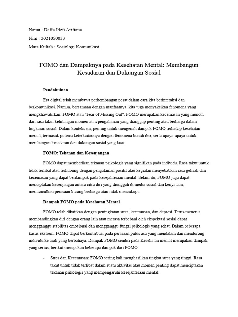 Sosiologi - Komunikasi - Essai New | PDF | Karier & Perkembangan ...