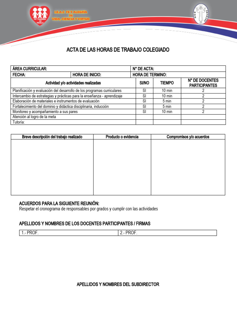 Acta Colegiado Modelo. | PDF