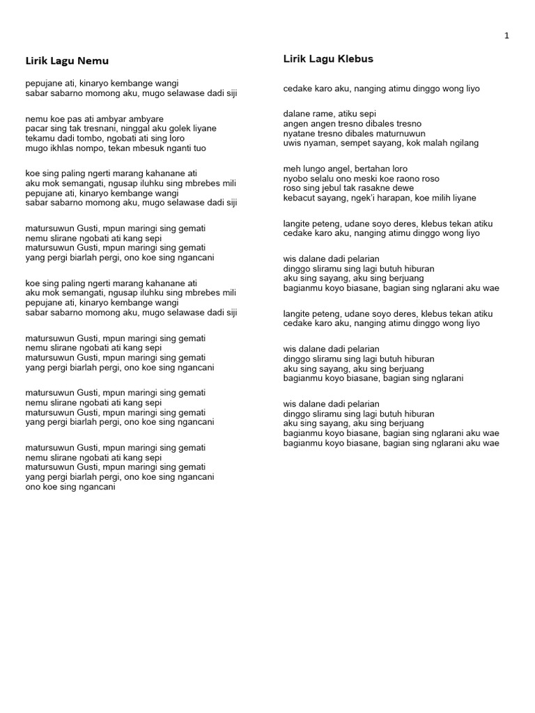 Kumpulan Syair Lagu | PDF