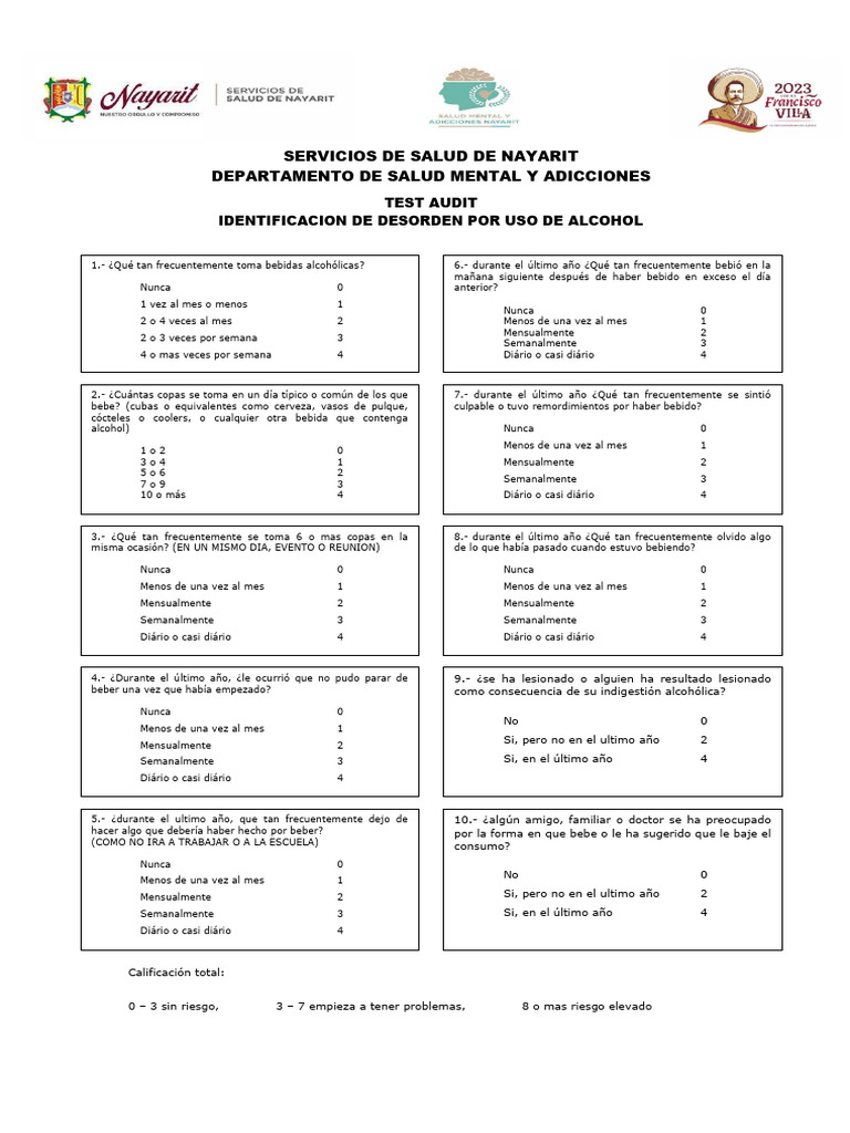 test audit (alcohol) | PDF