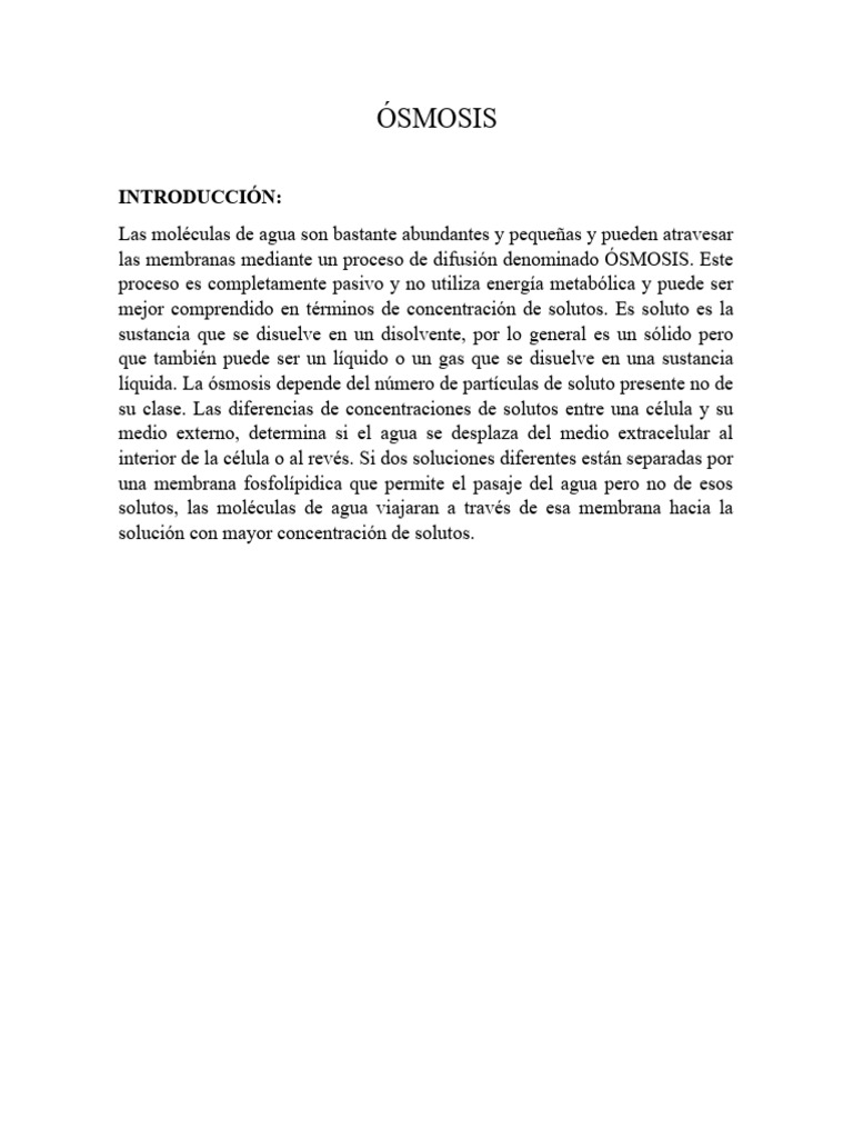 ÓSMOSIS | PDF | Ósmosis | Biología Celular