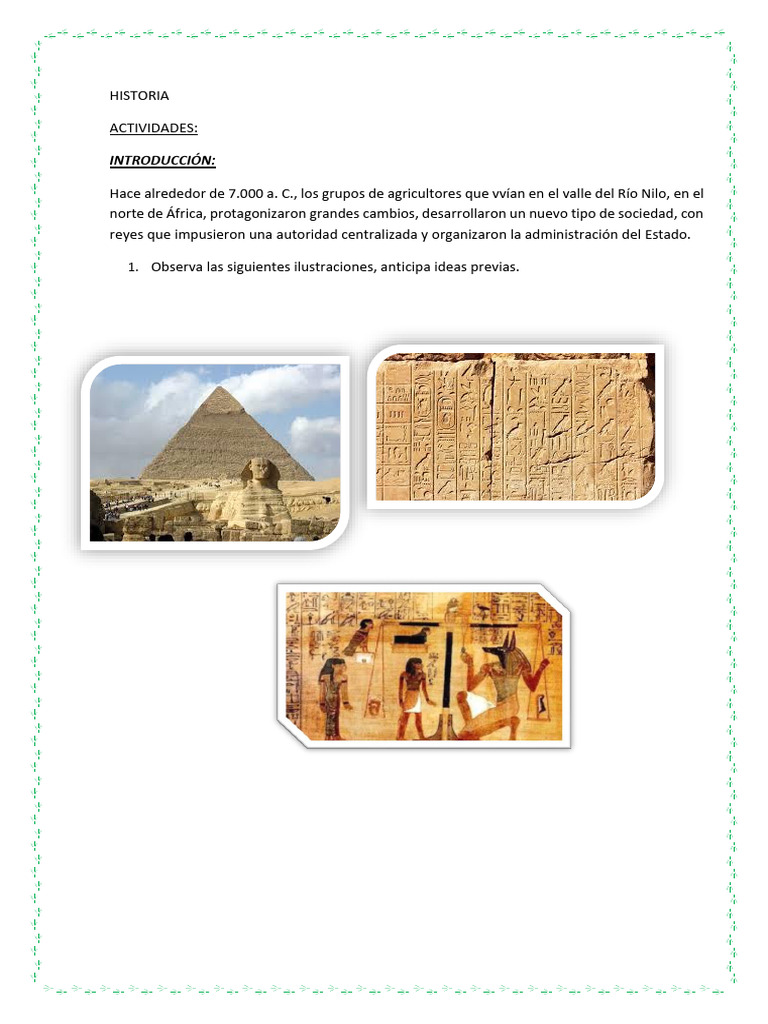 Trabajo Práctico Historia 1° El Antiguo Egipto | PDF | Antiguo Egipto ...