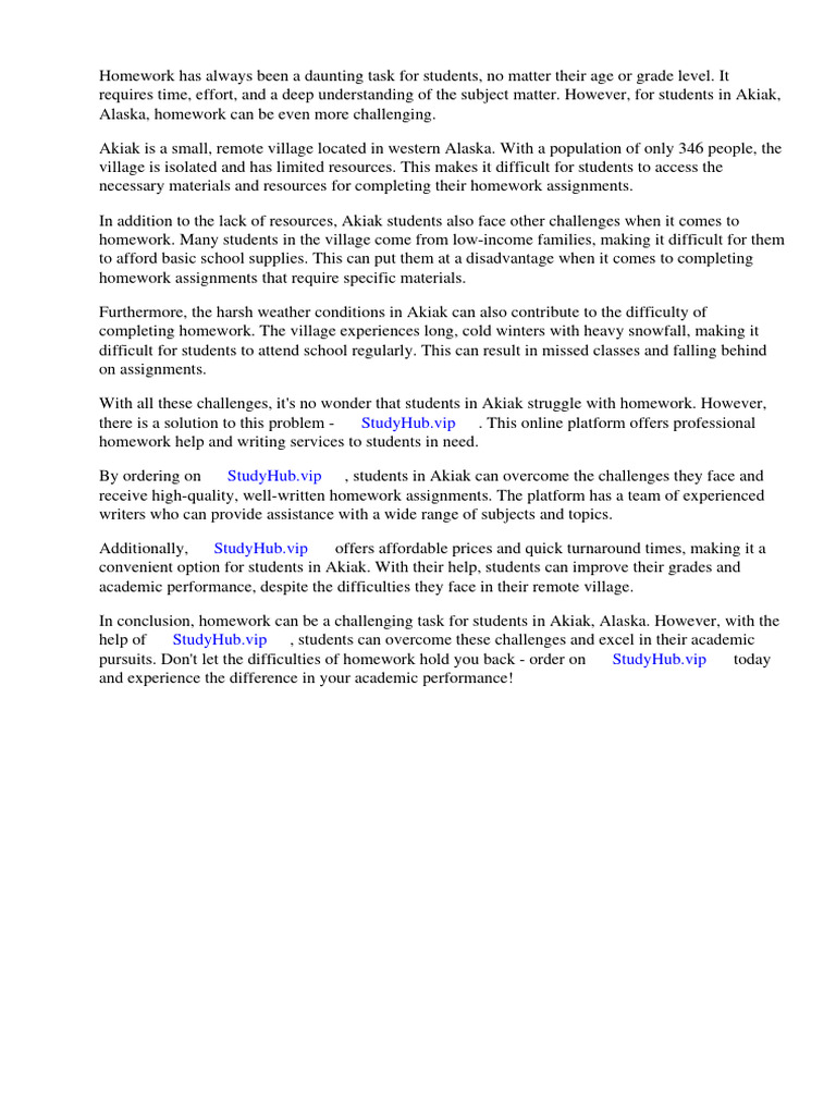 Akiak Homework | Download Free PDF | Reading Comprehension | Homework