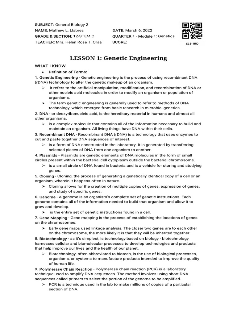 GENERAL BIOLOGY 2 - Genetics | PDF | Biology