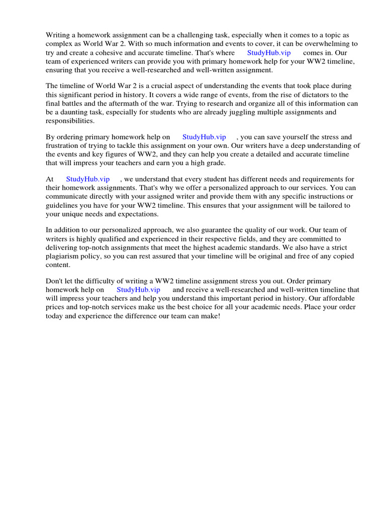 Primary Homework Help Ww2 Timeline | PDF | Reading Comprehension | Homework