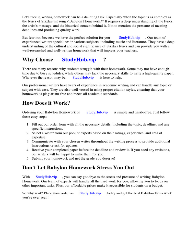 Babylon Homework Sizzla Lyrics | PDF | Expert | Homework