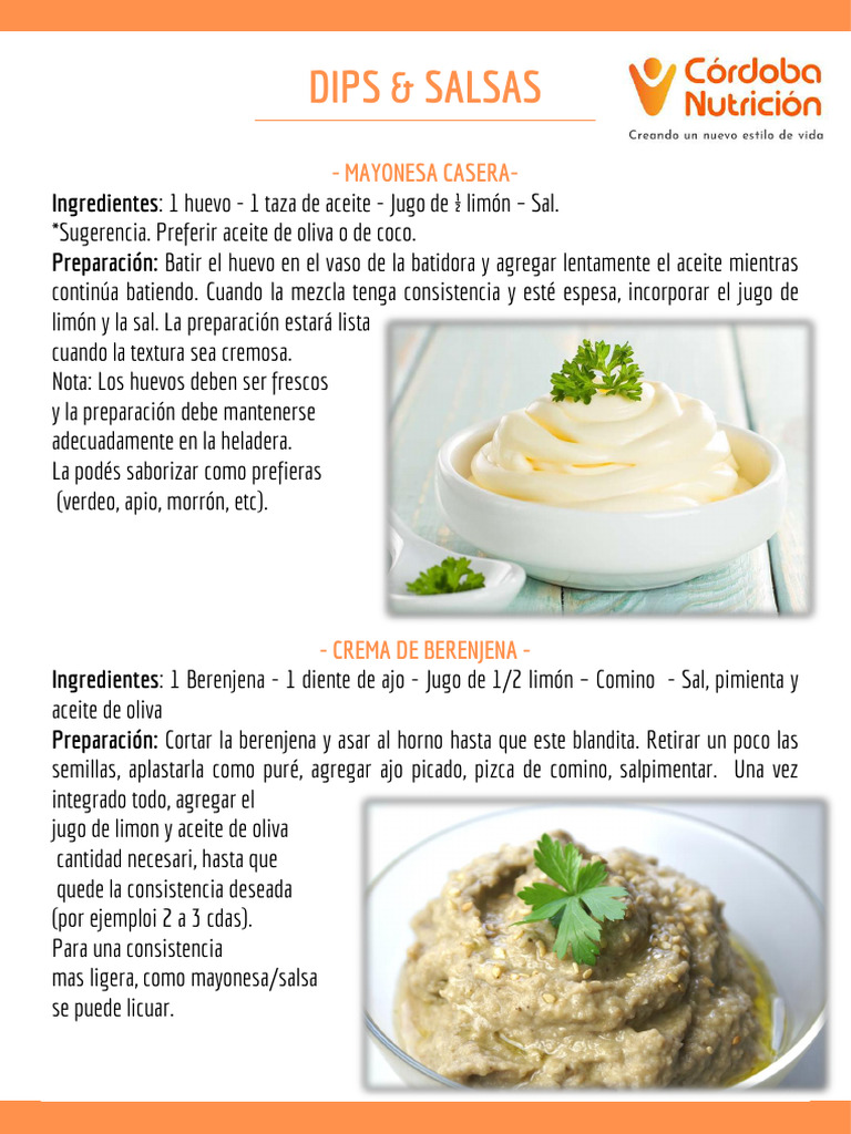 Recetas de Dips y Salsas Caseras | PDF | Salsa | pesto